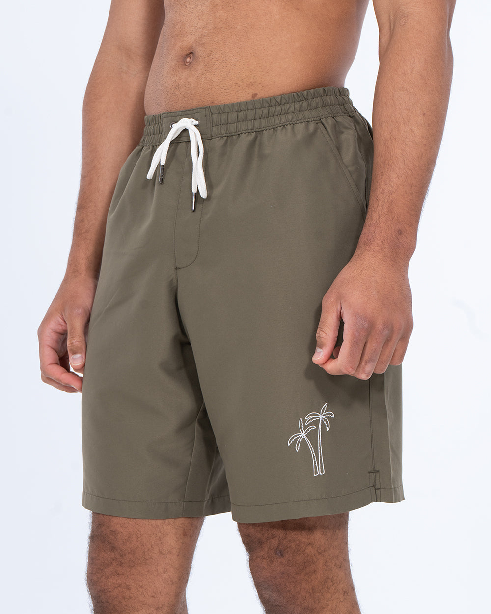 2t Aray Tall Mens Embroidered Palm Swim Shorts (khaki) | Tall Mens ...
