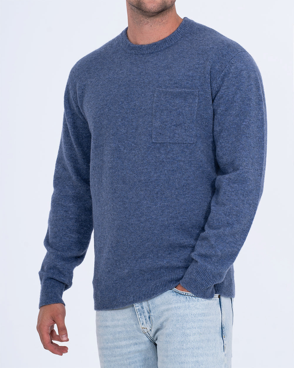2t Finley Tall Mens Crew Neck Pocket Jumper (light blue) | Tall Mens ...