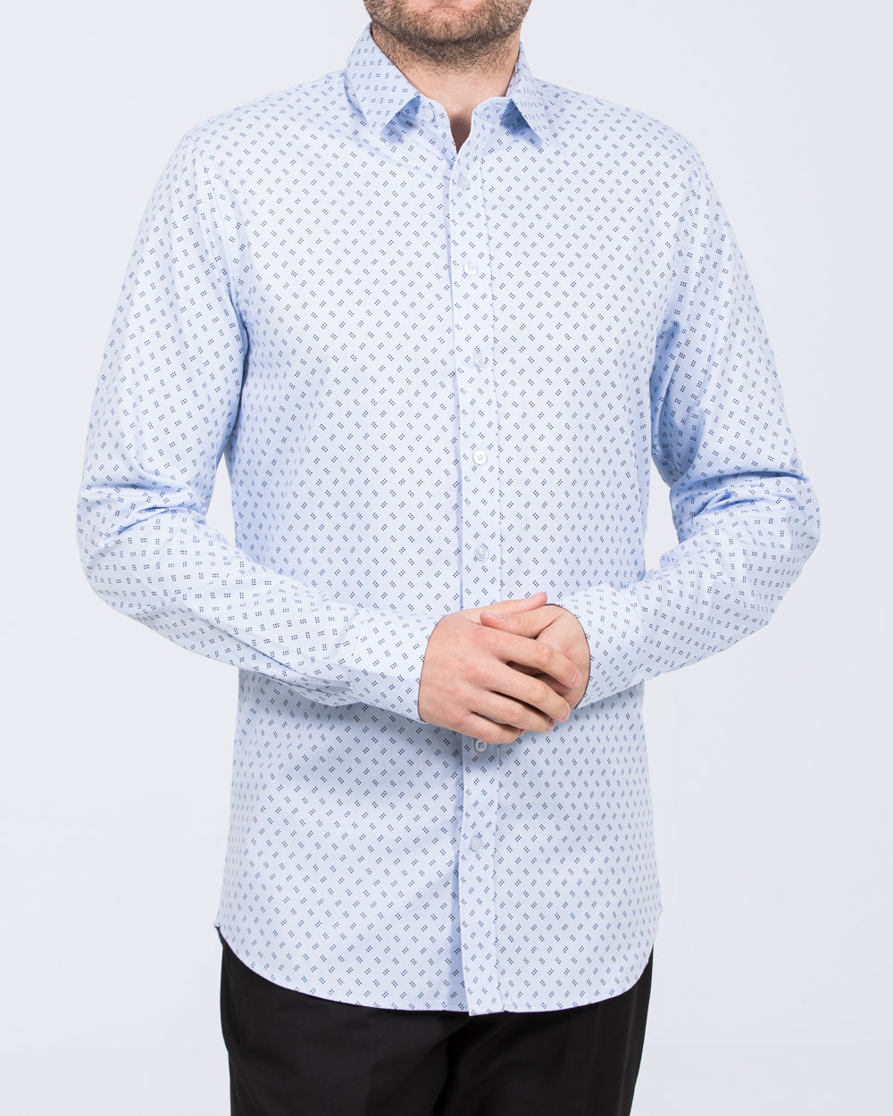 2t Slim Fit Extra Tall Mens Formal Shirt (navy ditsy spot) | Tall Mens ...