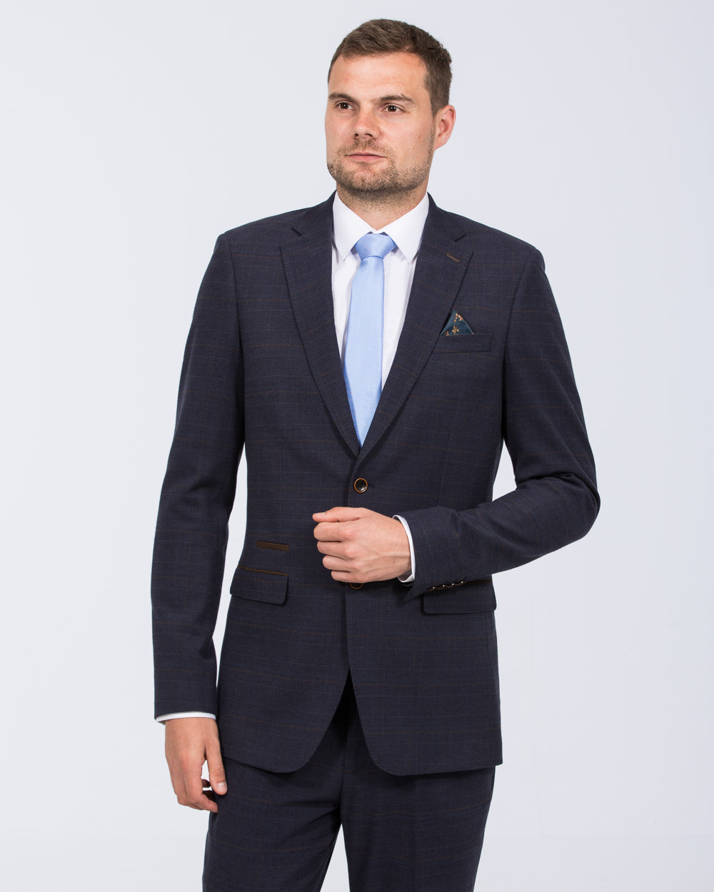 Skopes Guildford Slim Fit Tall Suit (navy check) | Tall Mens Clothing ...