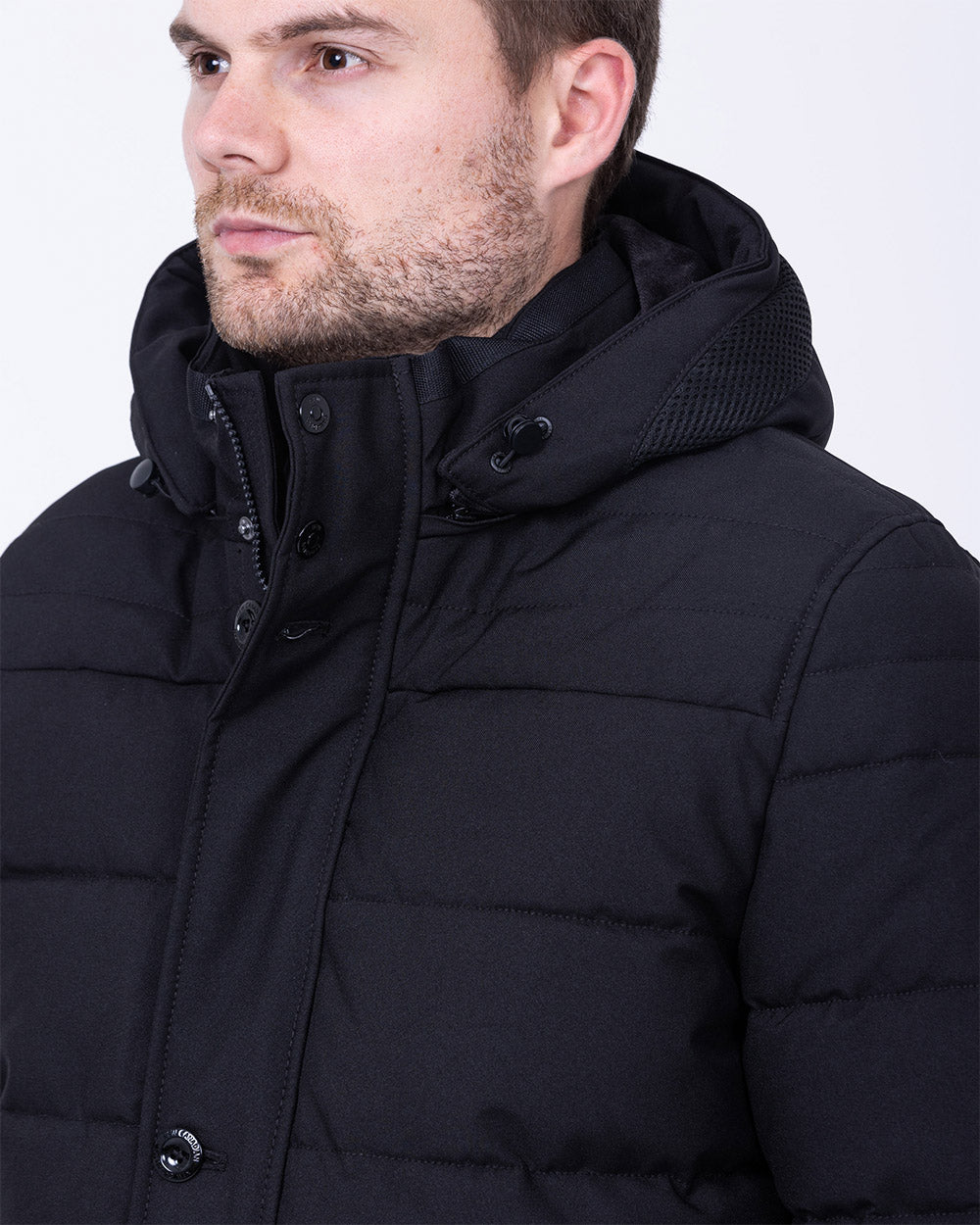 Cabano Tall Extra Long Longer Puffer Jacket with Fleece Lining (black ...