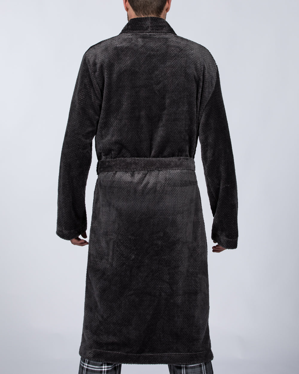 2t Tall Fleece Dressing Gown (textured charcoal) | Tall Mens Clothing ...