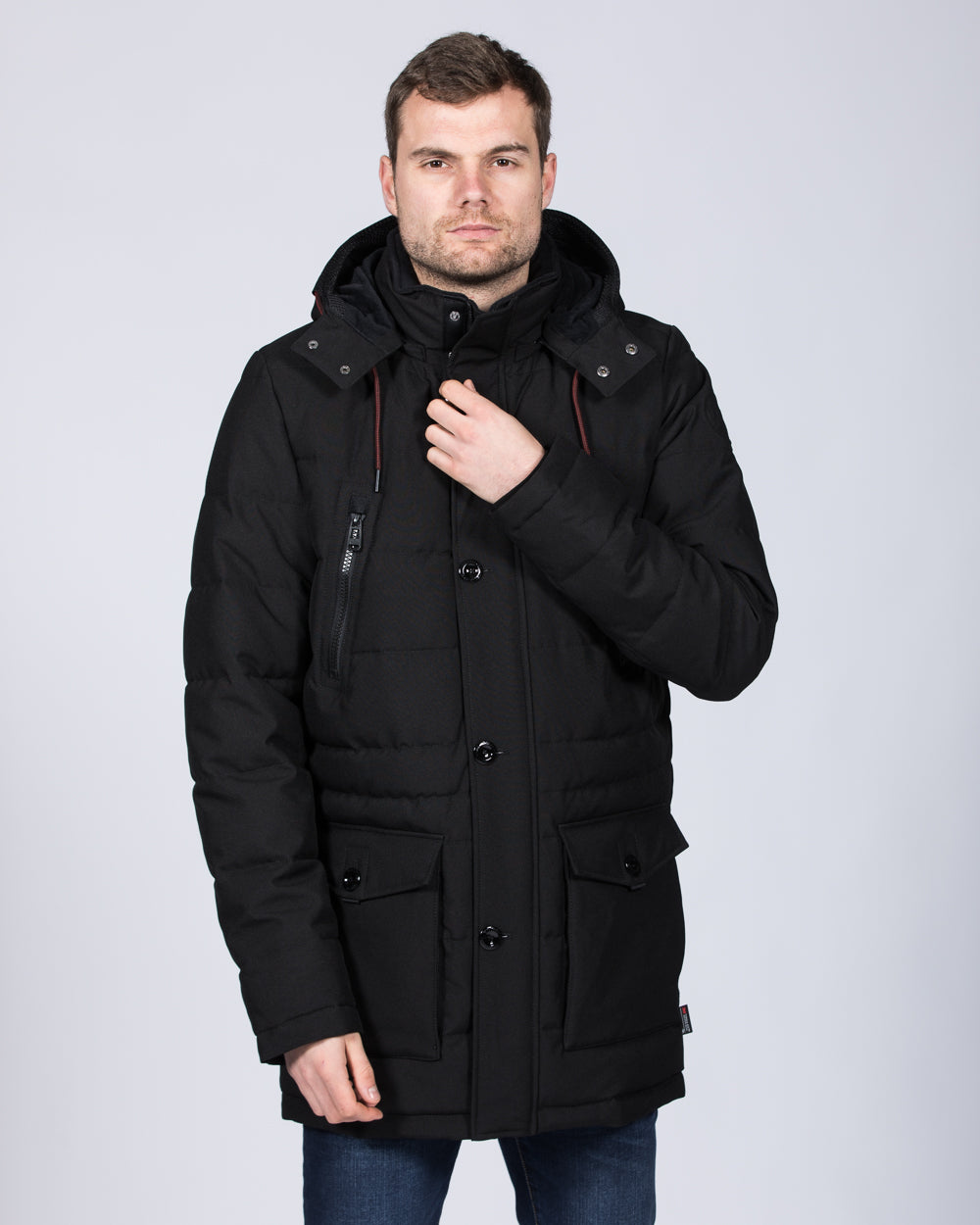 Cabano Tall Extra Long Longer Quilted Parka Jacket (black) | Tall Mens ...