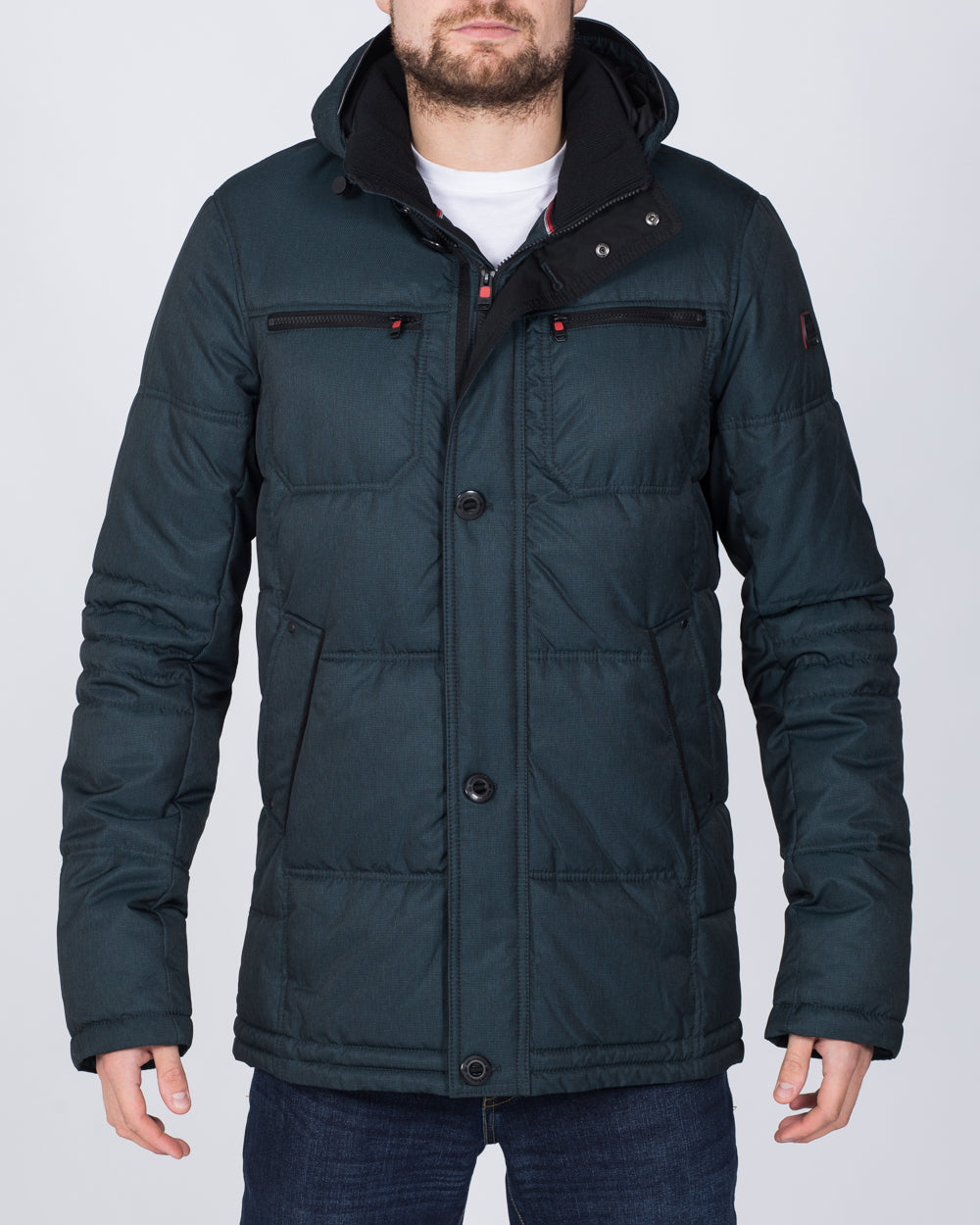 Cabano Extra Long Longer Mens Tall Hooded Jacket (petrol) | Tall Mens ...