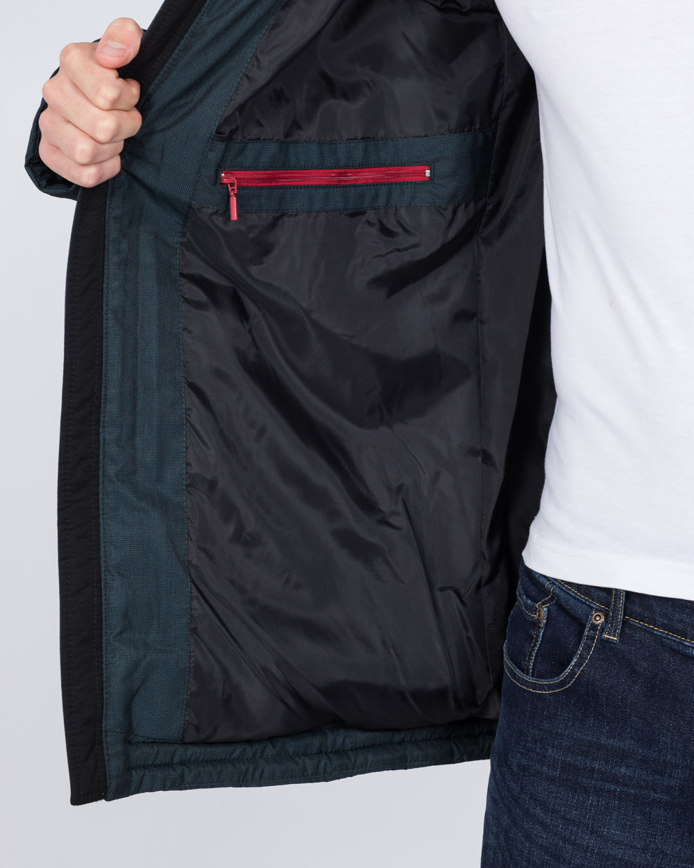Cabano Extra Long Longer Mens Tall Hooded Jacket (petrol) | Tall Mens ...