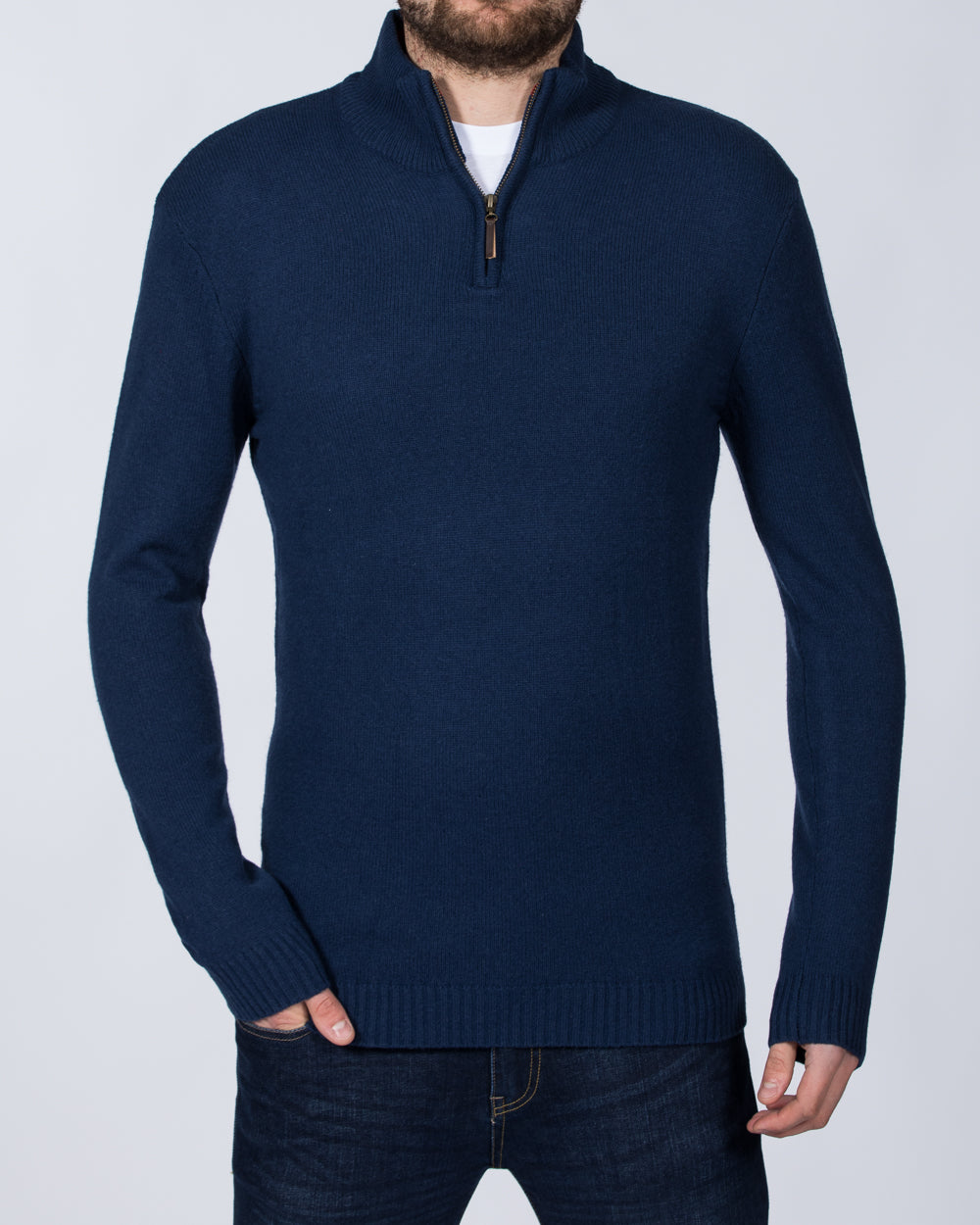 2t Tall Lambswool Quarter Zip Extra Long Jumper Men (navy) | Tall Mens ...