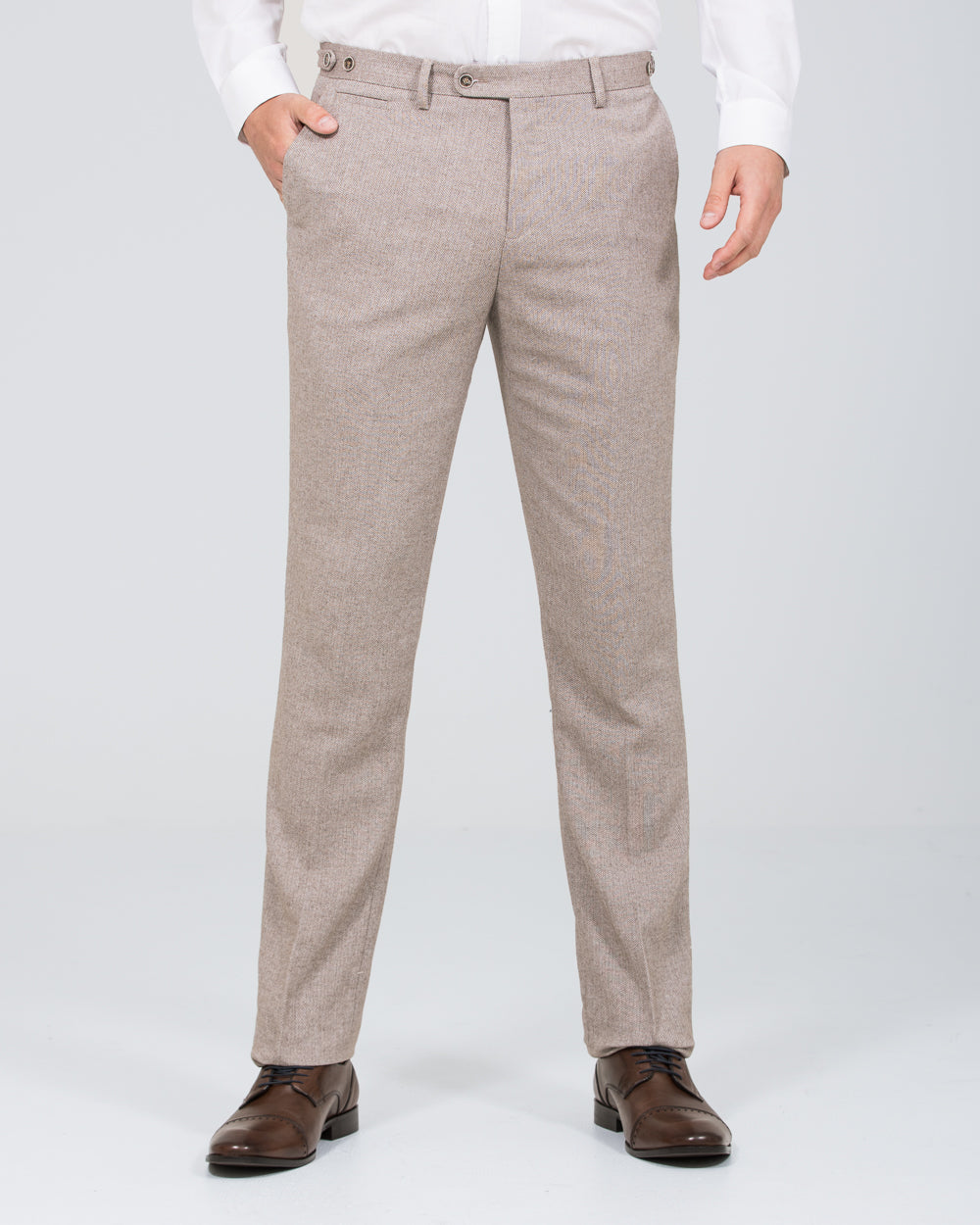 Skopes Slim Fit Jude Tall Extra Long Mens Trousers (stone herringbone ...
